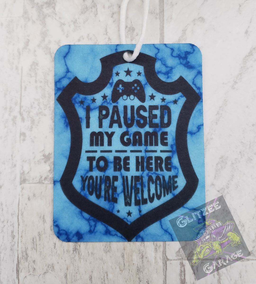 Air Freshener - Vertical Rectangle - Paused Game – Glitzee Garage LLC